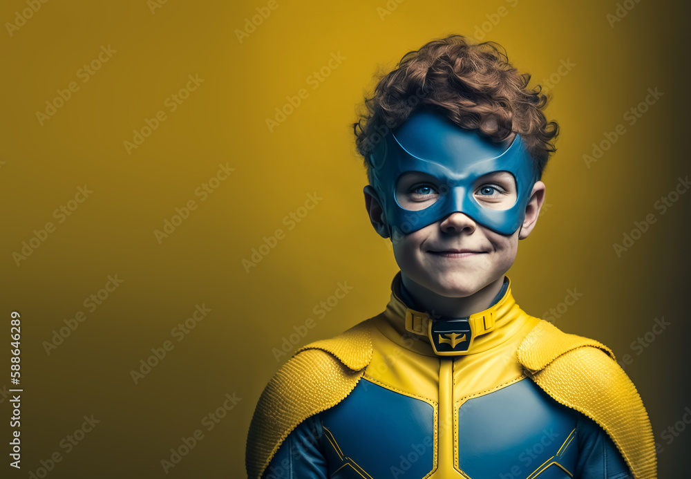 Boy or child dressed as superhero - theme heroes, childhood, success or ...