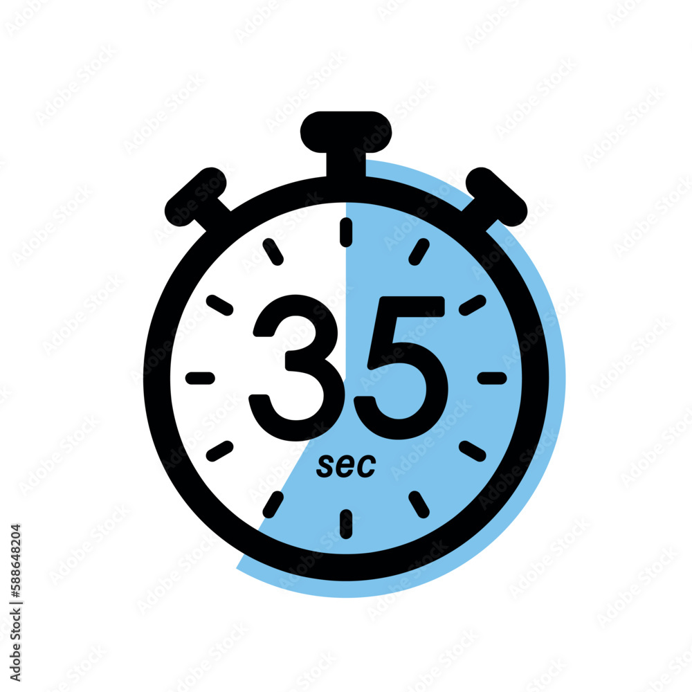 thirty five seconds stopwatch icon, timer symbol, 35 sec waiting time ...