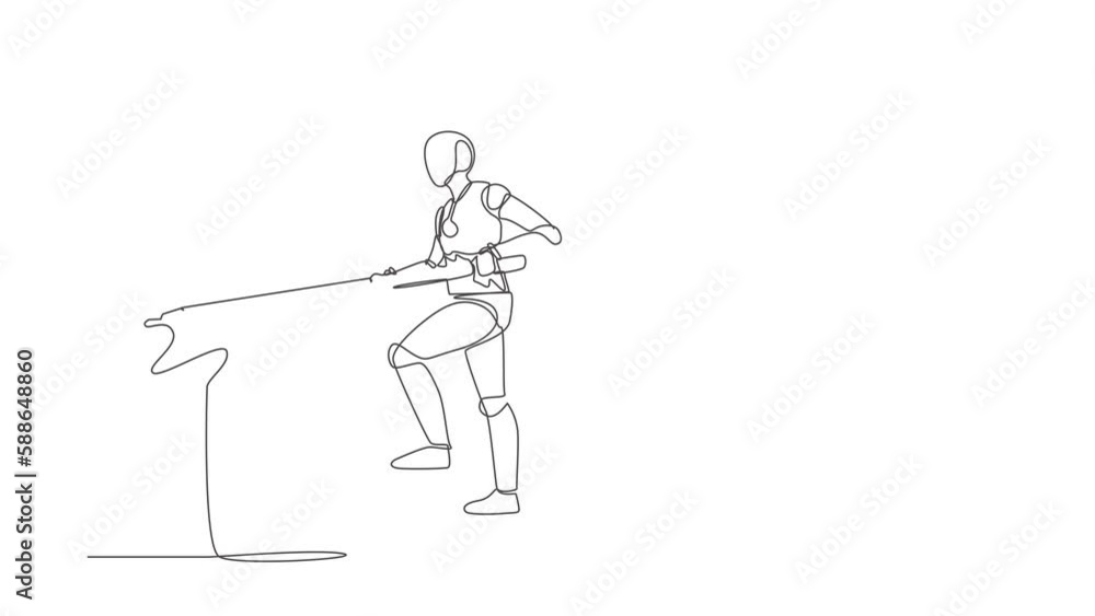 Animated self drawing of continuous line draw robot use huge pencil to ...