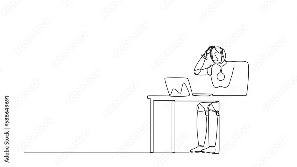 Self drawing animation of single line draw confused robot manager ...
