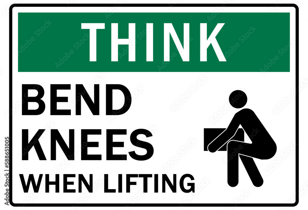 Lifting safety sign and labels bend knees while lifting Stock Vector ...