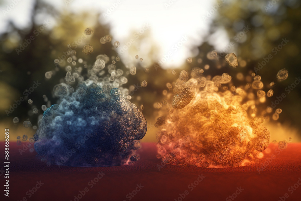 Colorful 3D illustration depicting the chemical process of phase ...