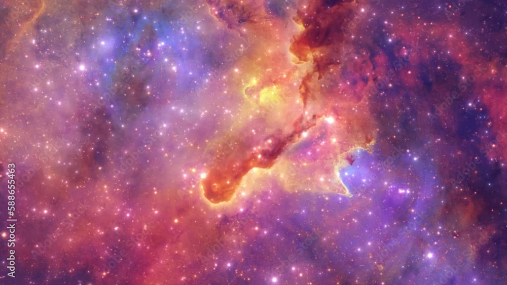 Deep Space Flight Through Stars with Galaxies and Nebulas with Orange ...