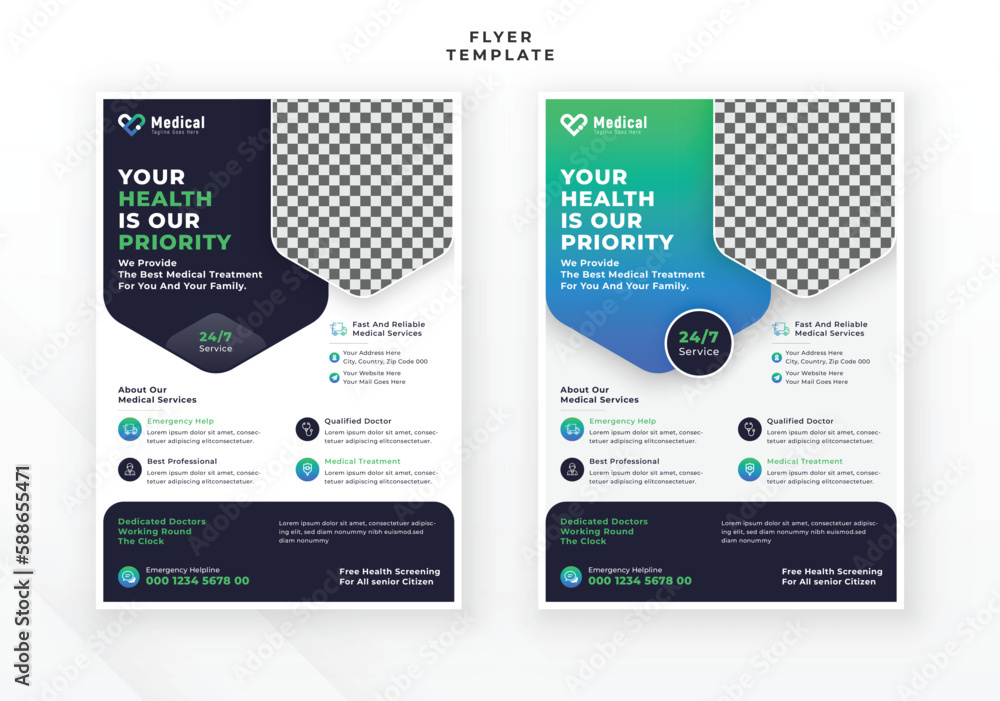 Healthcare medical treatment flyer design, medicine brochure and report ...