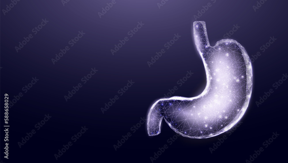 Stomach cancer awareness month. Wireframe low poly style. Concept for ...