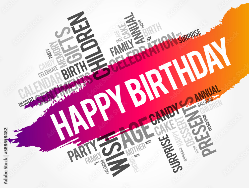 Happy Birthday word cloud collage, holiday concept background Stock ...