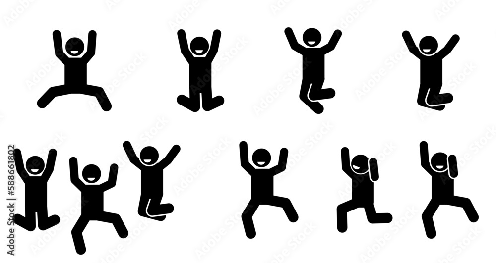 happy and dancing stick figure pictogram illustration Stock Vector ...