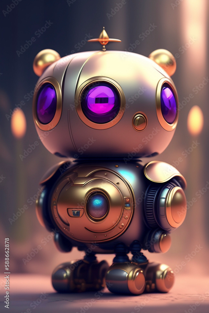 cute little artificial intelligence robot or technology upgrading with ...