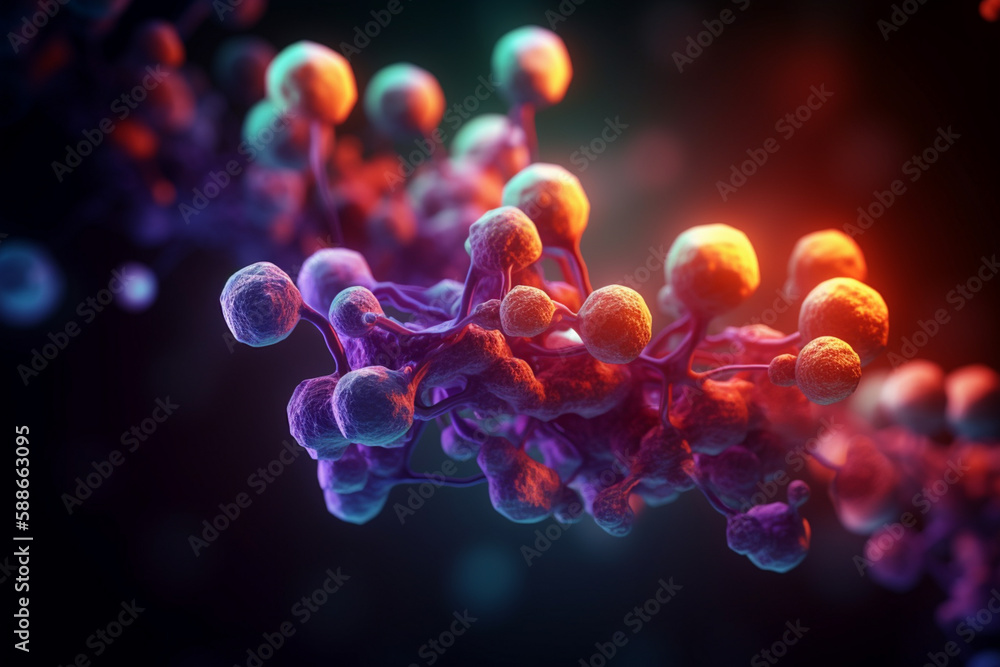 Colorful 3D illustration of ligand binding process at the microscopic ...