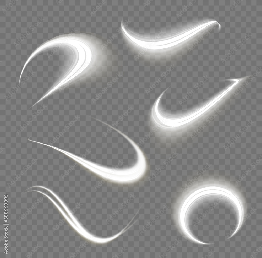 Magic speed flying trails of shine, bright shimmer particles fly. Light ...