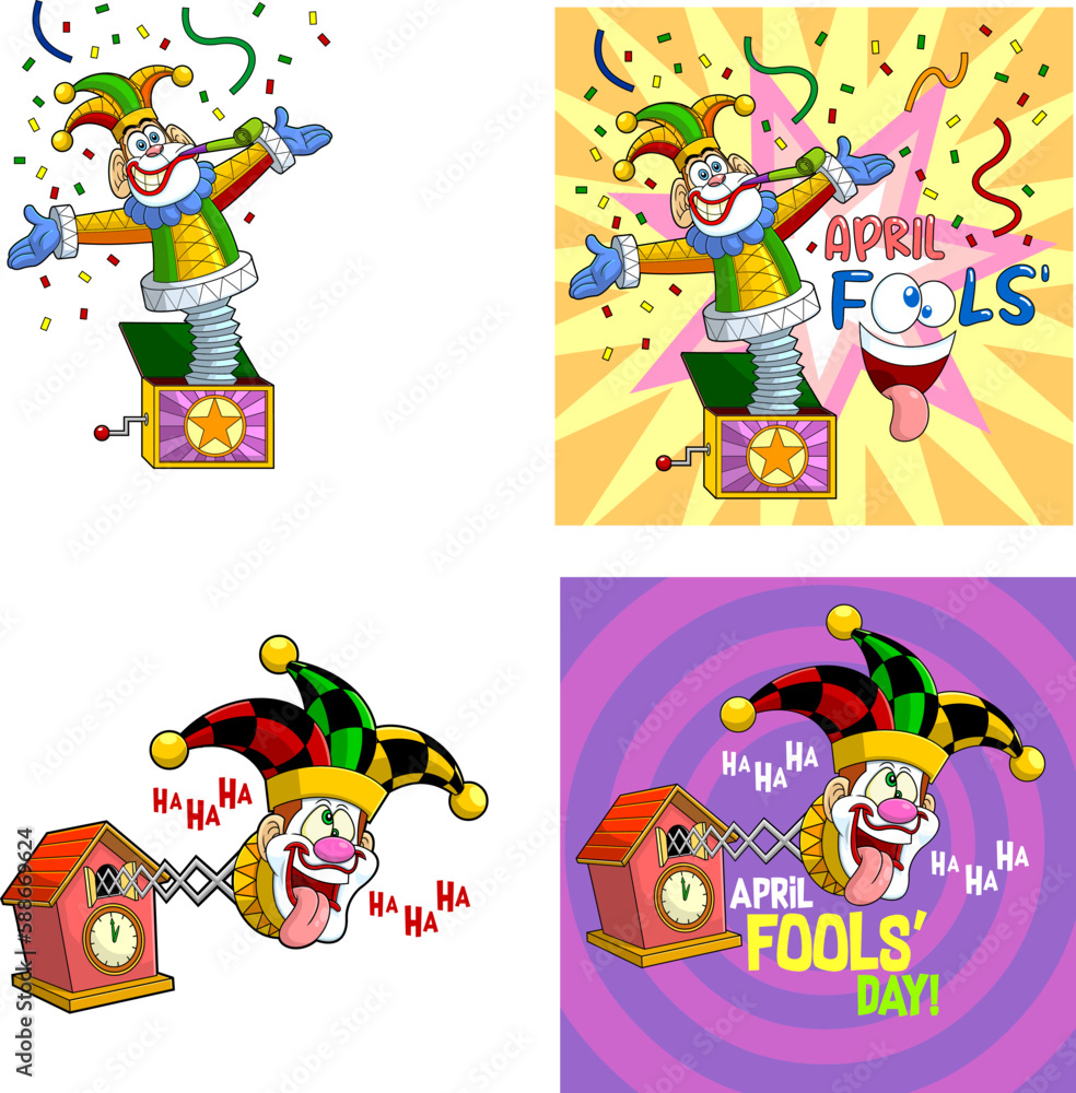 Funny Jolly Jester Cartoon Characters. Vector Hand Drawn Collection Set ...