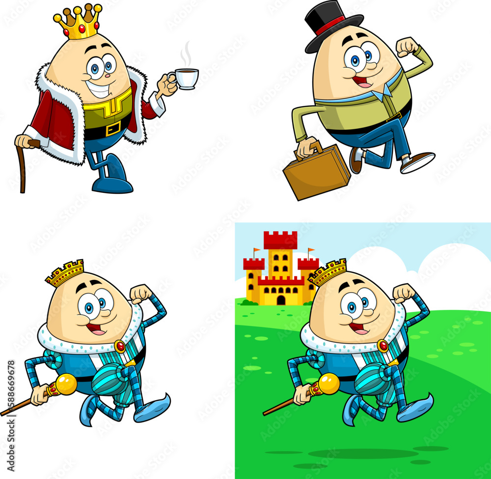 Humpty Dumpty Egg Cartoon Character. Vector Hand Drawn Collection Set ...