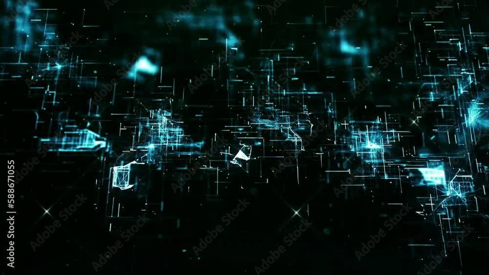 motion footage of neon lights, cool colors and patterns, space, digital world, retro style ...