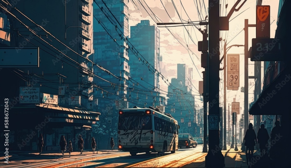 Beatiful anime scene of osaka japan streets at night, generative AI ...