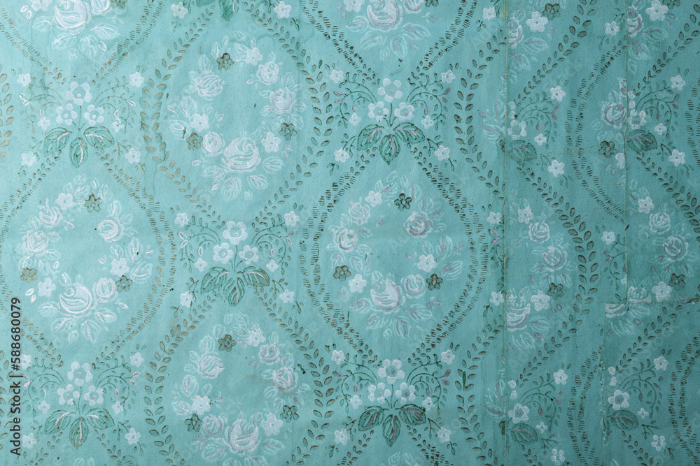 Old torn wallpaper on the wall.Old wallpaper for texture or background ...