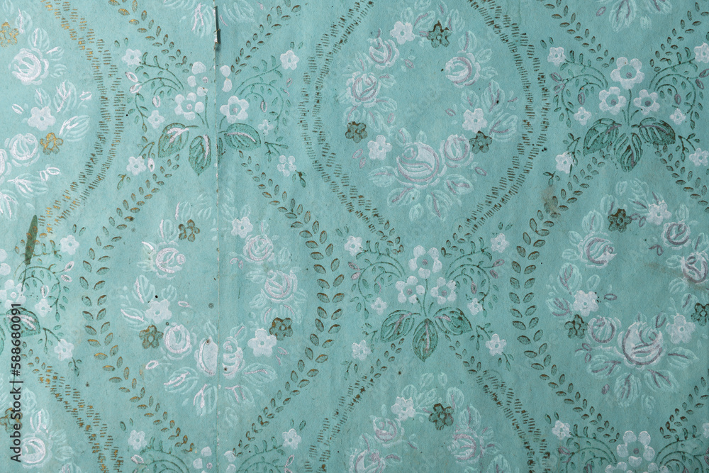 Old torn wallpaper on the wall.Old wallpaper for texture or background ...