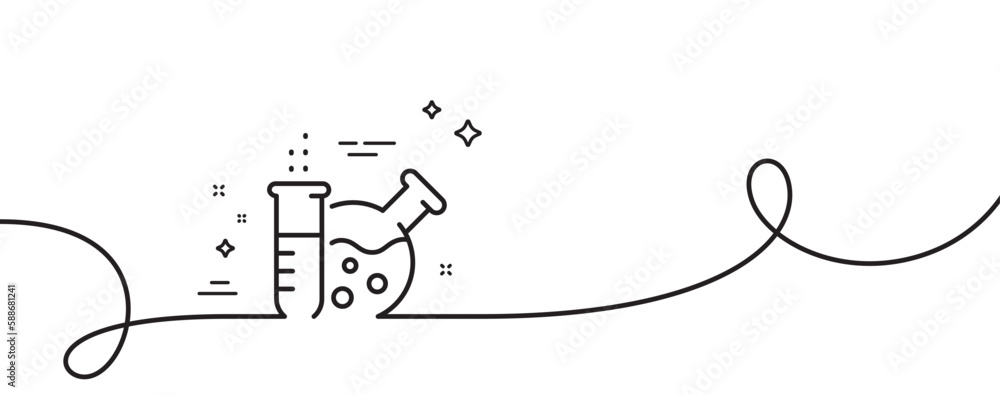 Chemistry lab line icon. Continuous one line with curl. Laboratory ...