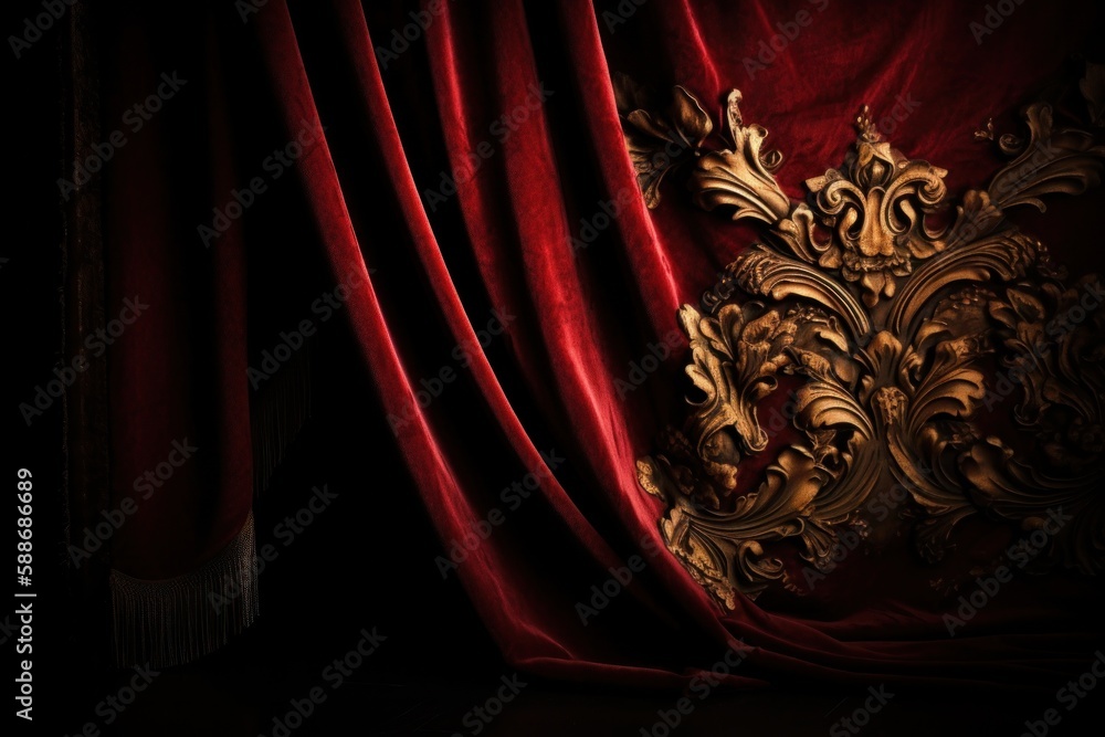 Rich Texture and Color of Theatre Stage Curtain Stock Illustration ...