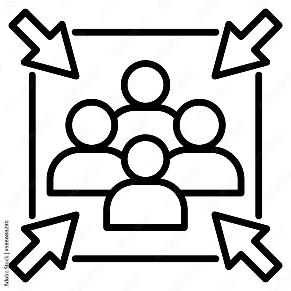 assembly point icon with group of people and arrows Stock Vector ...