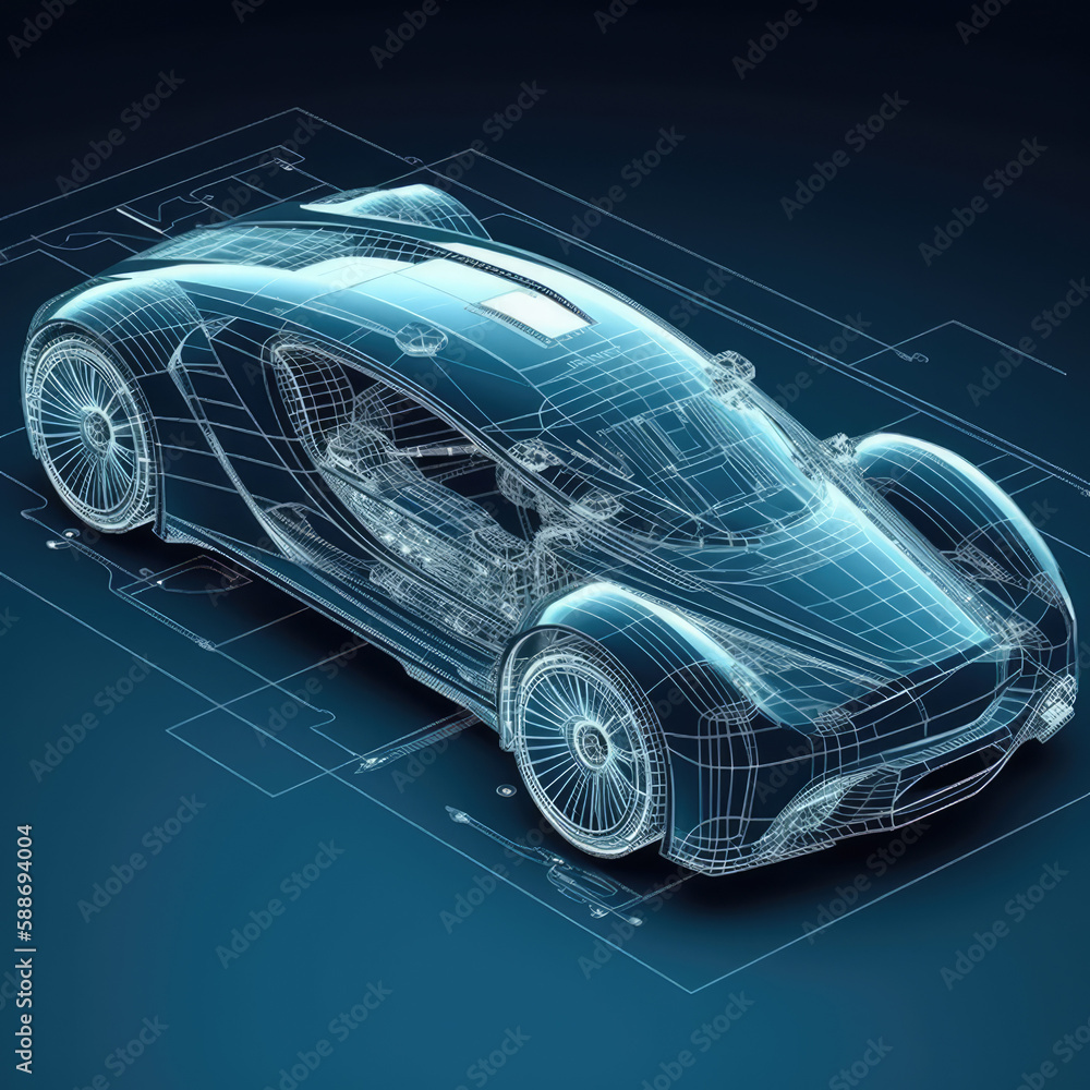 futuristic concept car, blueprint, construction, AI generated Stock ...