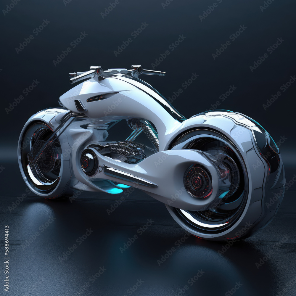 motorcycle engine 3d xray blue transparent, concept bike, AI generated ...