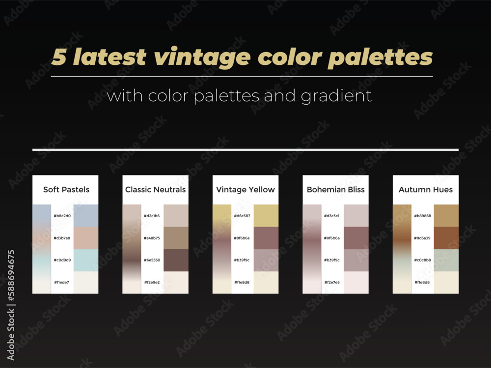 5 latest vintage color palettes with color and gradient Stock Vector ...