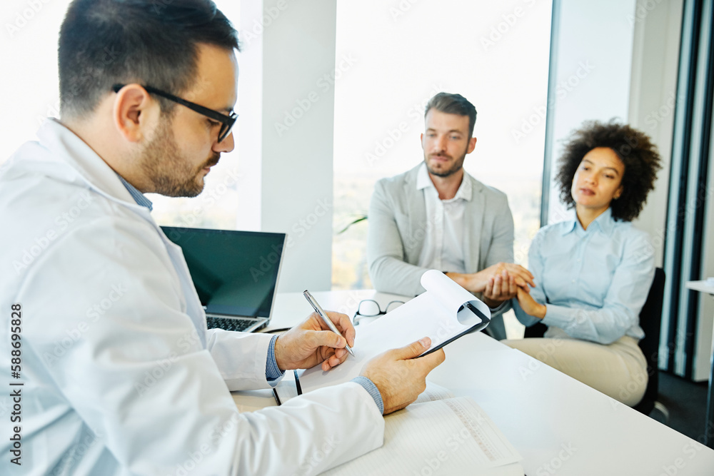 doctor woman man patient hospital care clinic couple young health ...