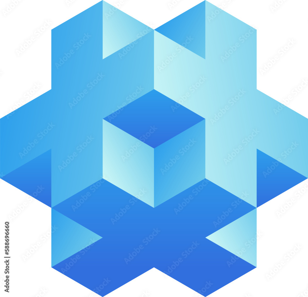 3d optical illusion of impossible shape. 3d plus shape logo. Vector ...