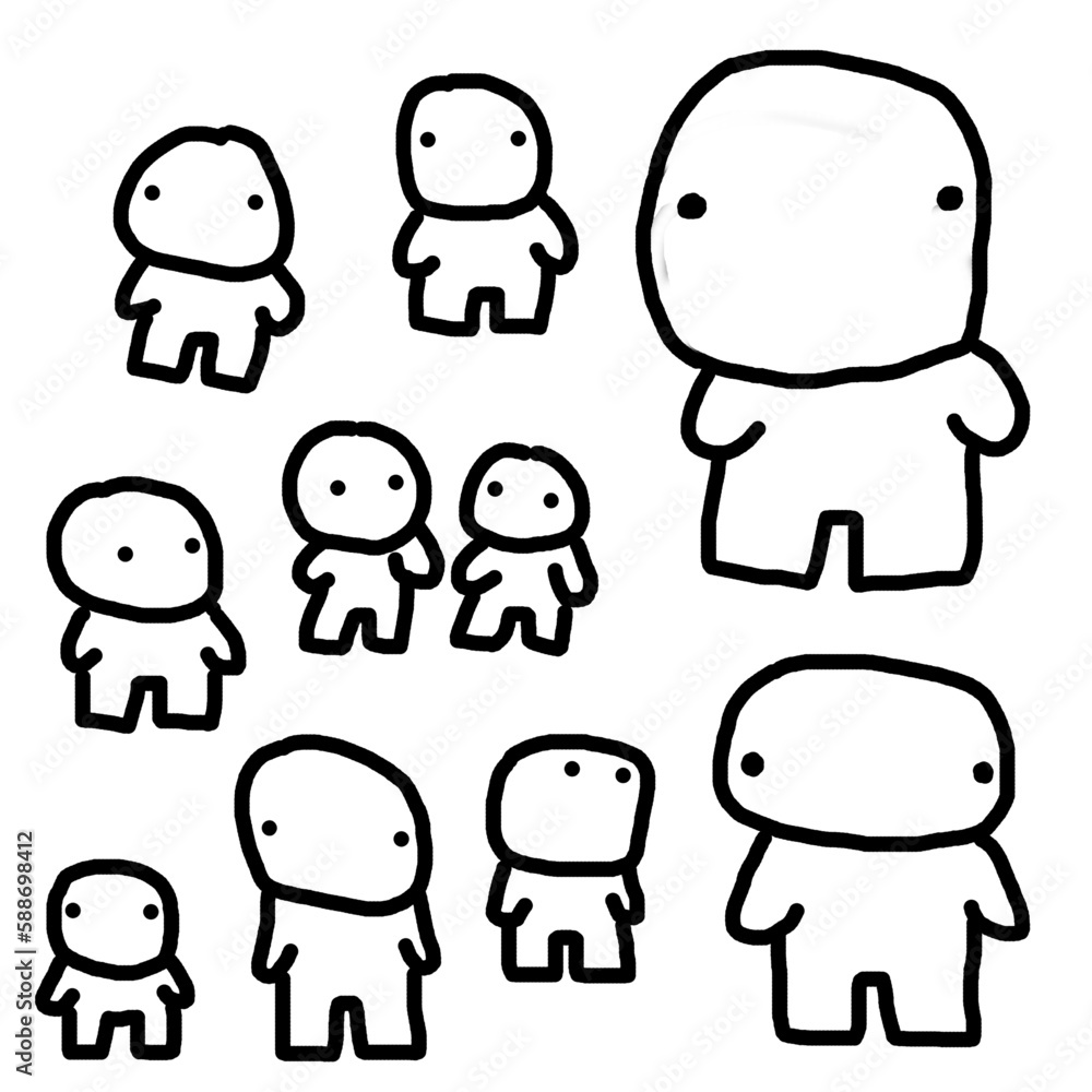 A cartoon line drawing of a young and an adult human figure in black ...