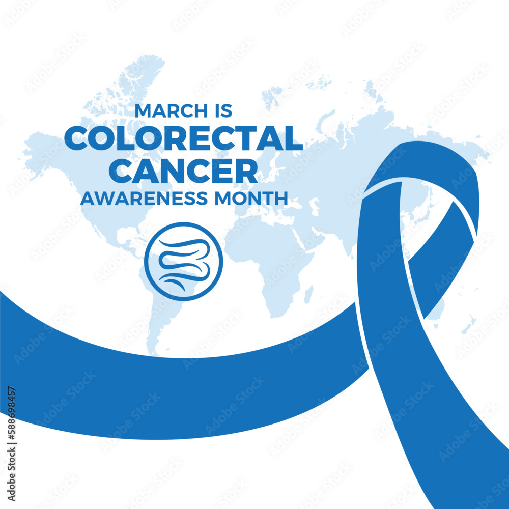March is Colorectal Cancer Awareness Month vector illustration. Blue ...