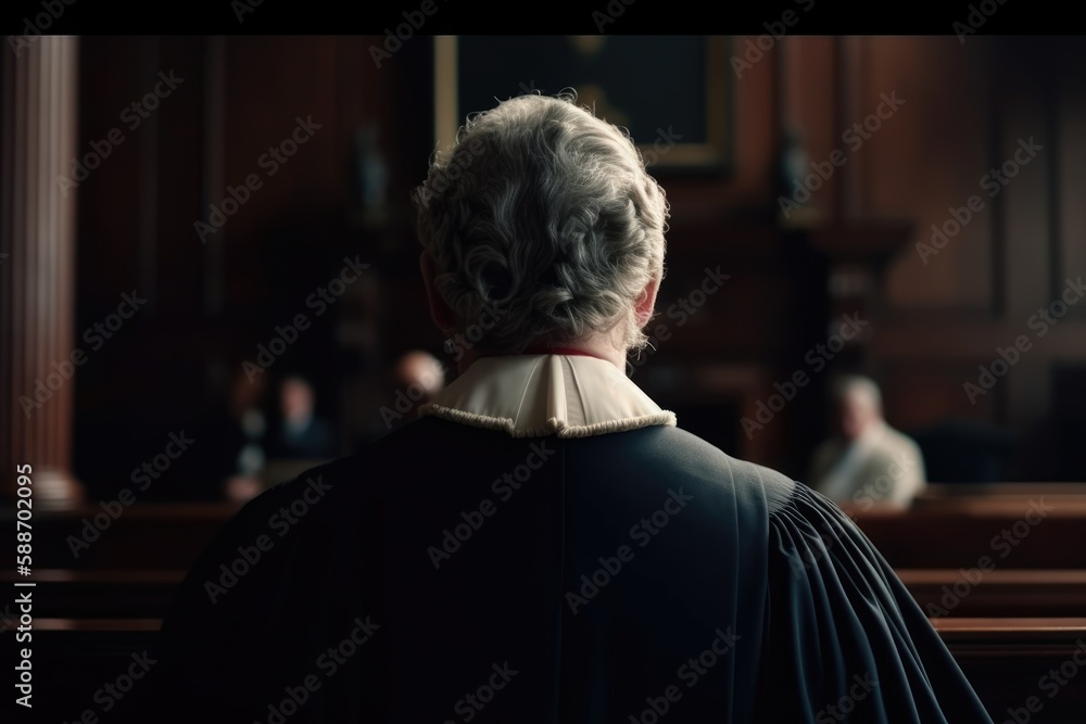Judge sitting in a Court Room - Male Judge Listening to the Pleaded ...