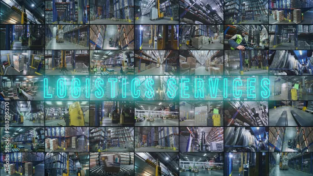 Logistics services infographics. Logistics services inscription ...