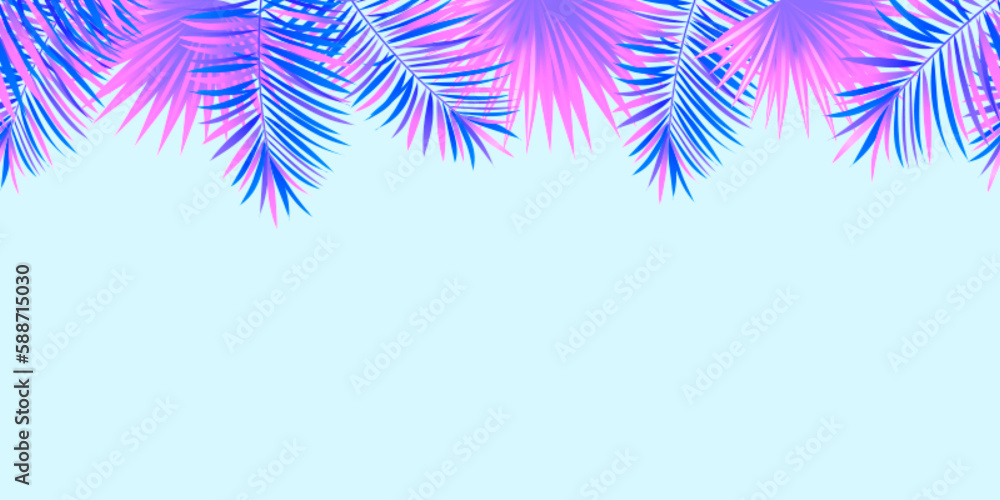 Tropical banner template vector illustration. Tropic seamless border ...