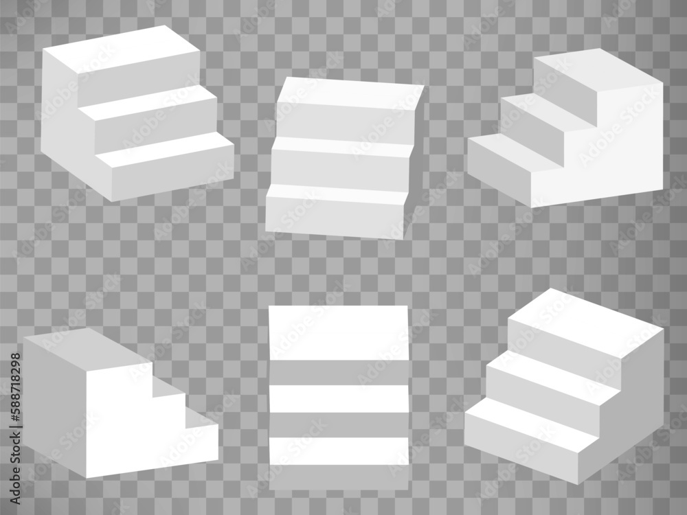 Set of 3d stairs on transparent background. Stairs 3d icon illustration ...