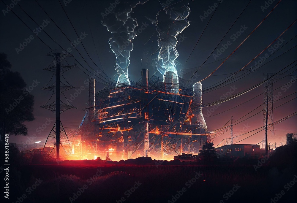 transmission lines and power plants that generate electricity ...