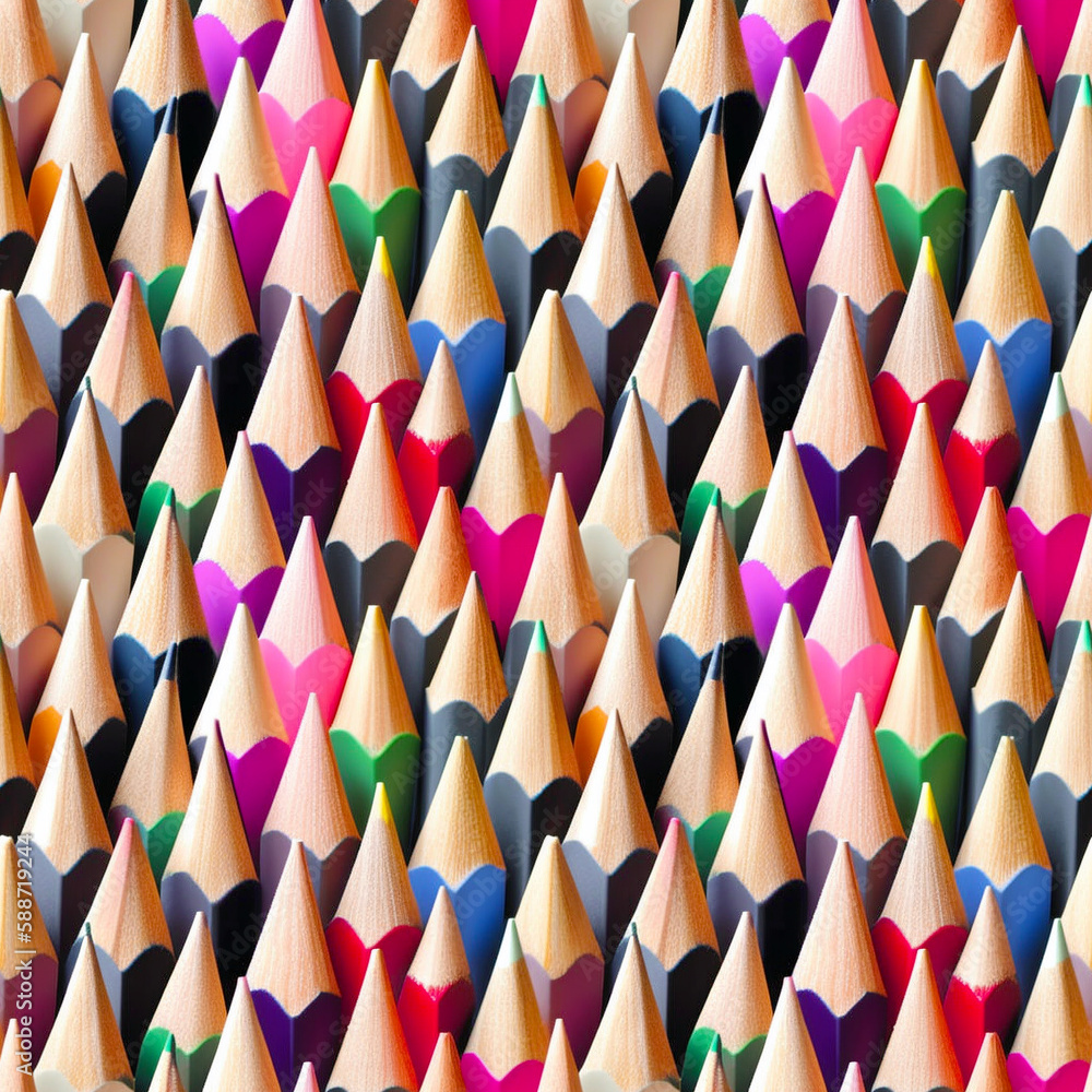 Seamless pattern with sharpened coloured pencil tips. Great for ...