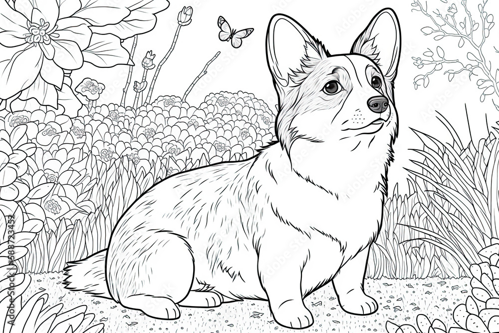 Cute Corgi colouring pages for a fun and creative activity Stock ...