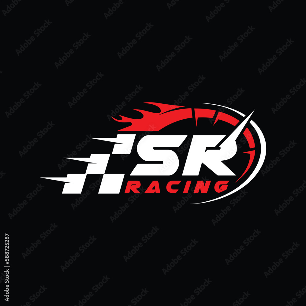 SR initial letter with speed meter logo design, Racing speed logo ...