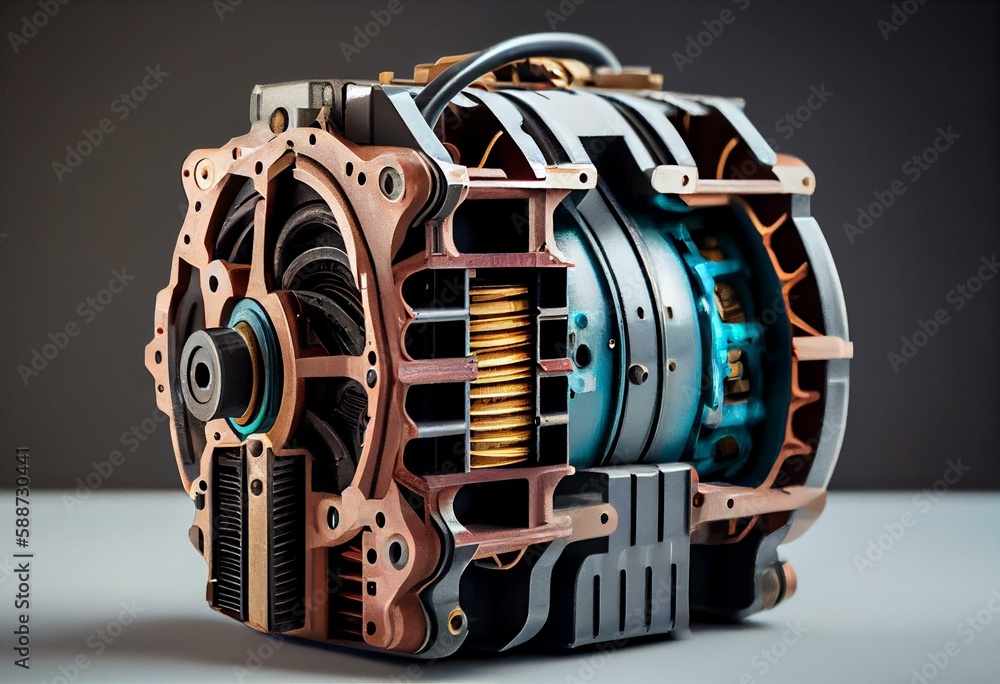 Cross section of Industrial electric motor. Electric motor parts and ...