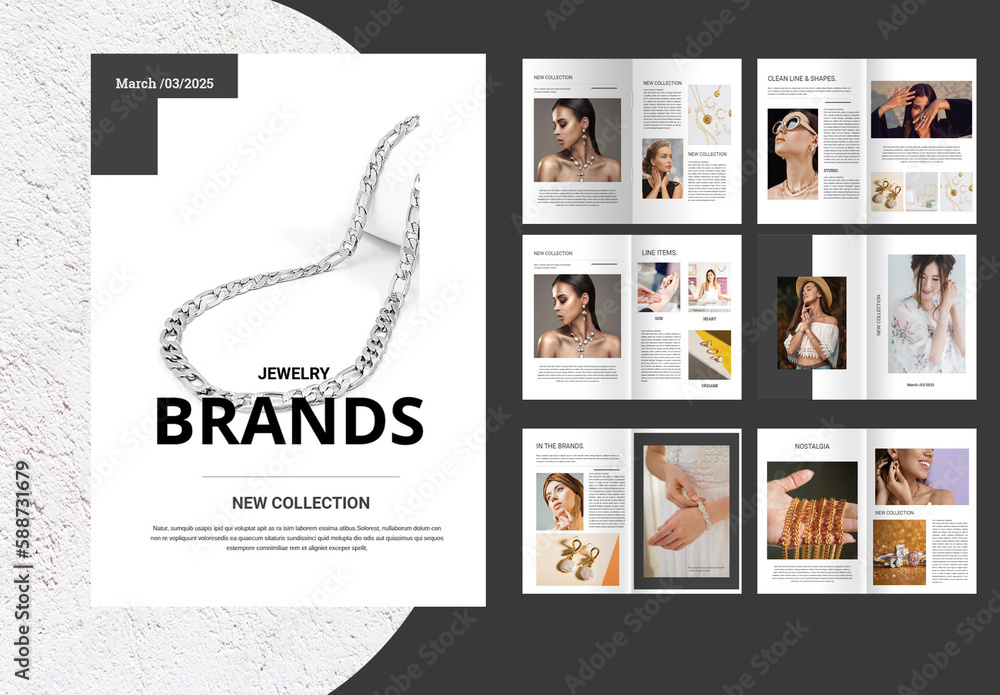 Brands Jewelry Magazine Templates Stock Template | Adobe Stock