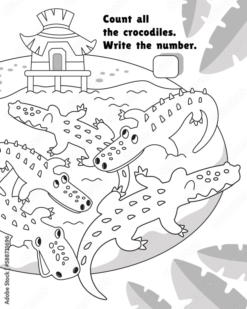 How many animals in picture. Game for children. Count and write numbers ...