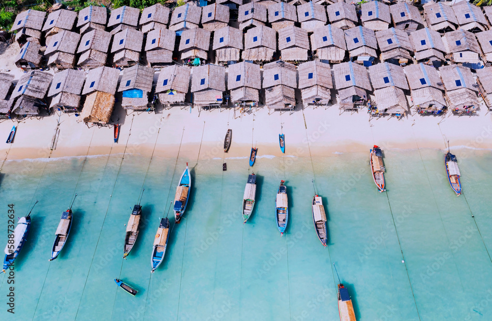 Houses of Moken tribe Village or Sea Gypsies and tropical waters of ...