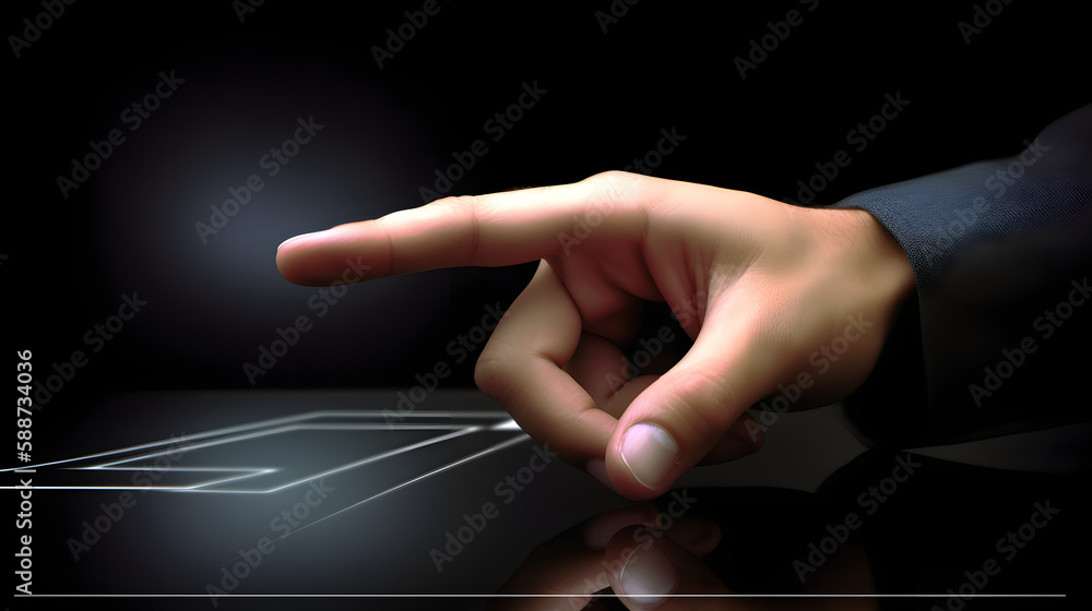Businessman Presenting Technology on Screen with Pointing Hand ...
