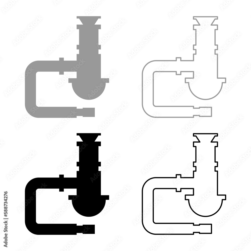 Siphon plumbing fixtures sewer pipe drain under sink sewerage tube set ...