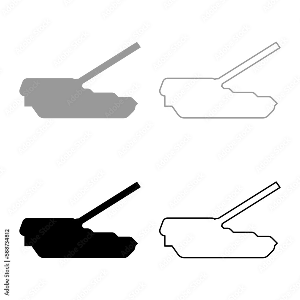 Self-propelled howitzer artillery system set icon grey black color ...
