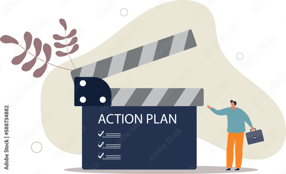 Vecteur Stock Action plan with checklist step by step of business ...