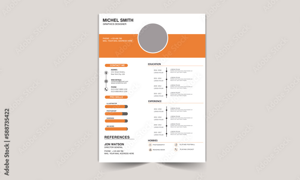 modern Minimalist cv template with Vector Design Stock Vector | Adobe Stock