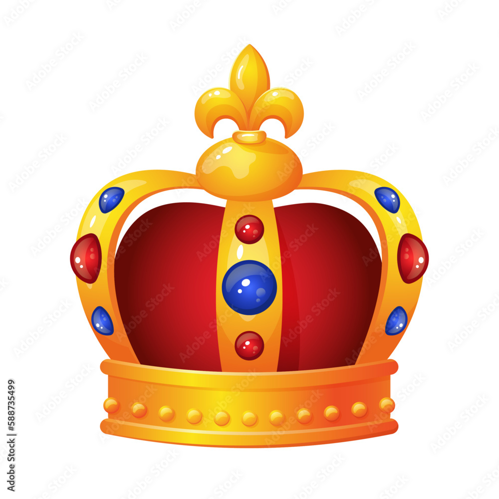 Golden 3d crown with French lily and diamonds. Coronation clipart ...