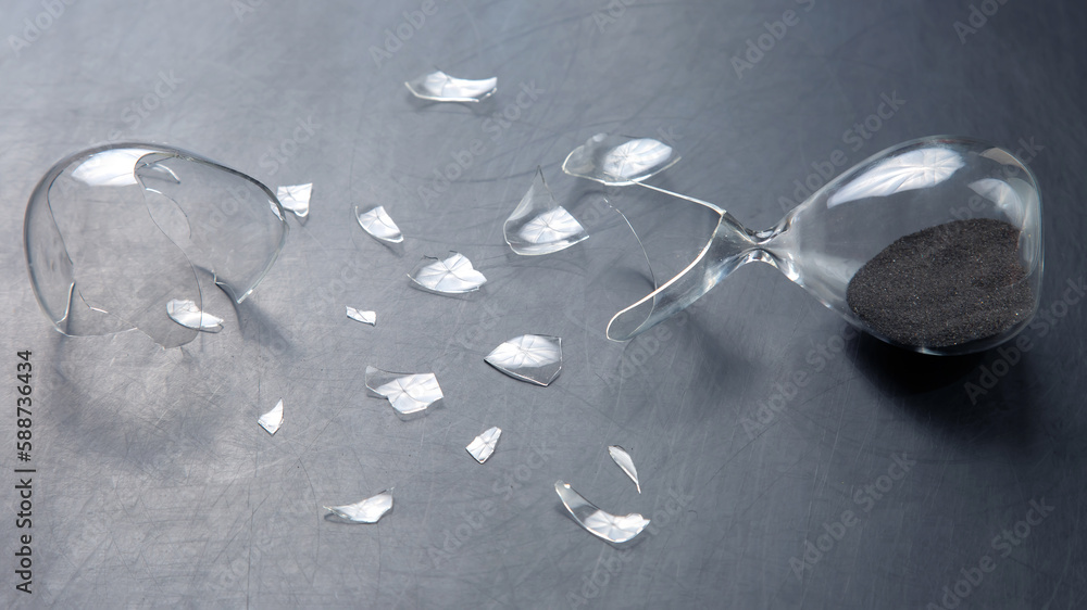 broken hourglass. waste of time. end of opportunity. stop measuring ...