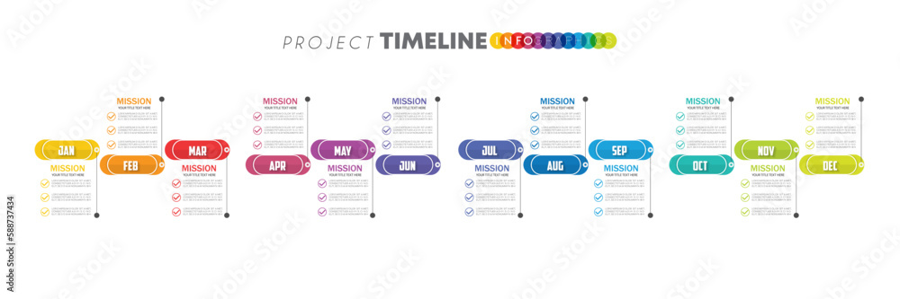 infographic Project timeline graph for 12 months modern diagram ...